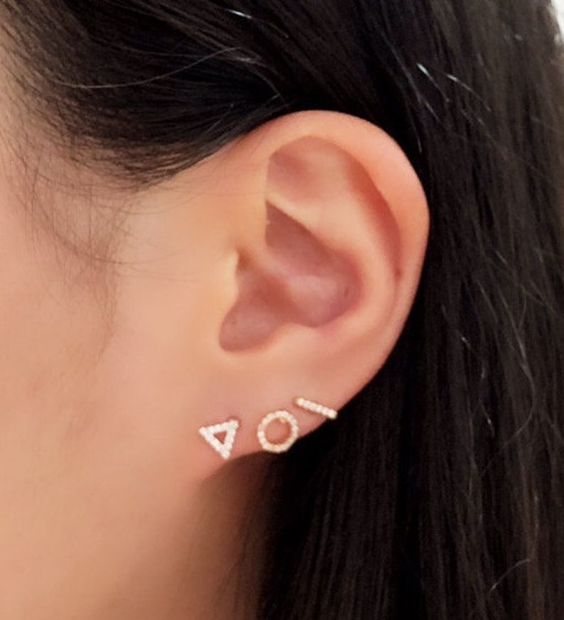 CZ Circle Piercing/cartilage Earring/cz Stud Ear | Etsy