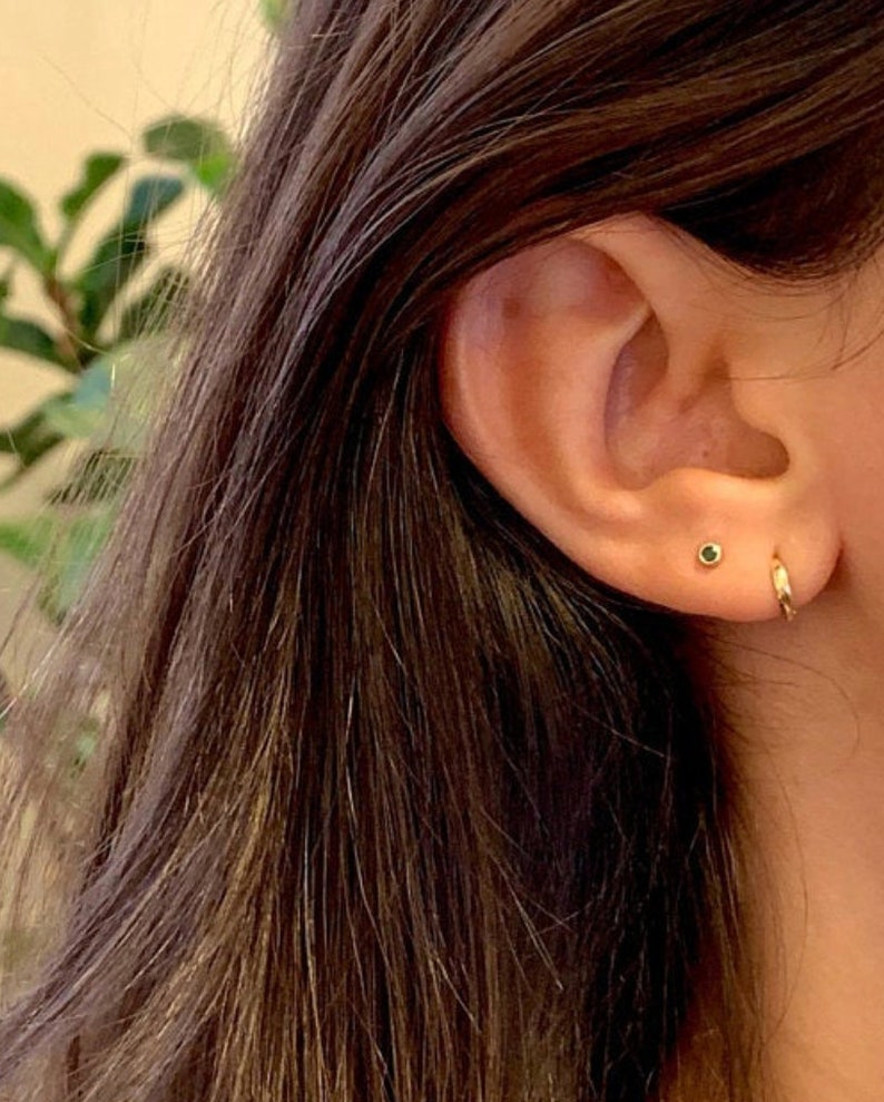 14K Solid Gold Simple Hoop Piercing&earring/helix - Etsy