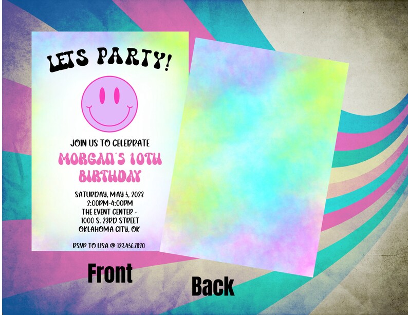 Editable Digital or Printable Retro Smiley Face Birthday Party ...