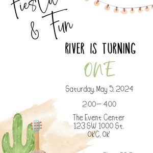 Editable Digital or Printable Fiesta Cactus Birthday Invitation - Etsy