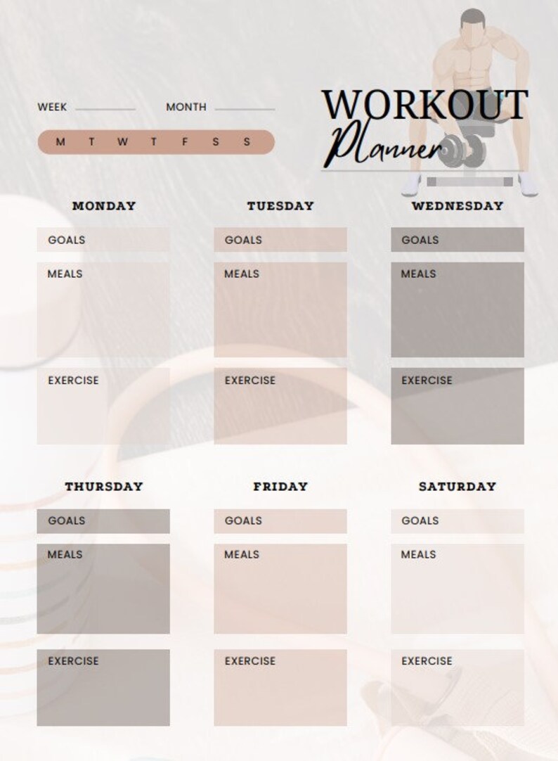 Weekly Workout Planner Printable | Exercise Planner | Meal Planner ...