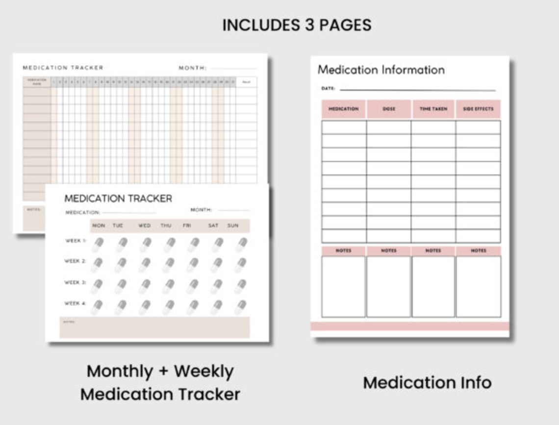 Medication Tracker Printable Daily Medication Log, Medication List ...