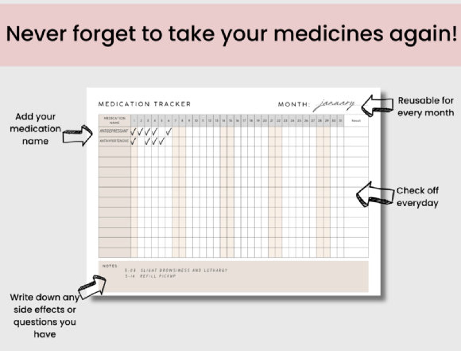 Medication Tracker Printable Daily Medication Log, Medication List ...