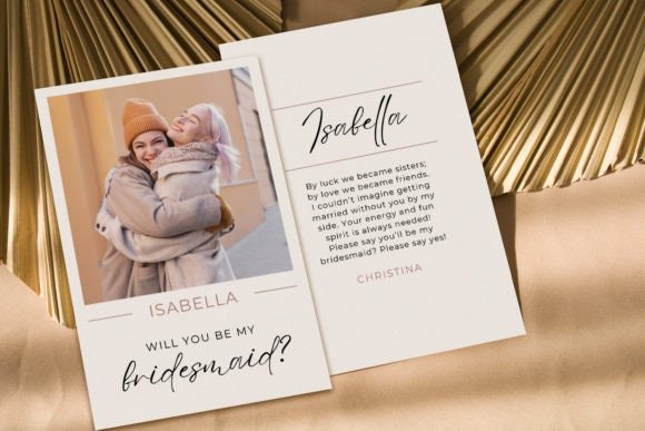Bridesmaid Proposal Card Template Editable Photo Proposal Card Will You ...