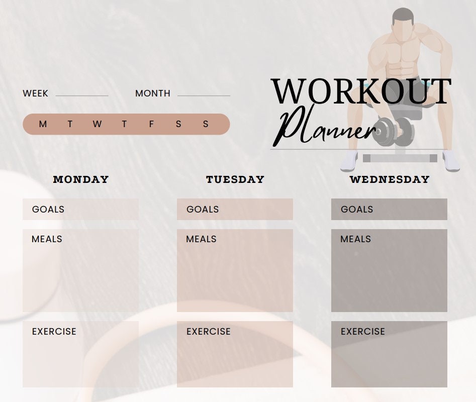 Weekly Workout Planner Printable | Exercise Planner | Meal Planner ...