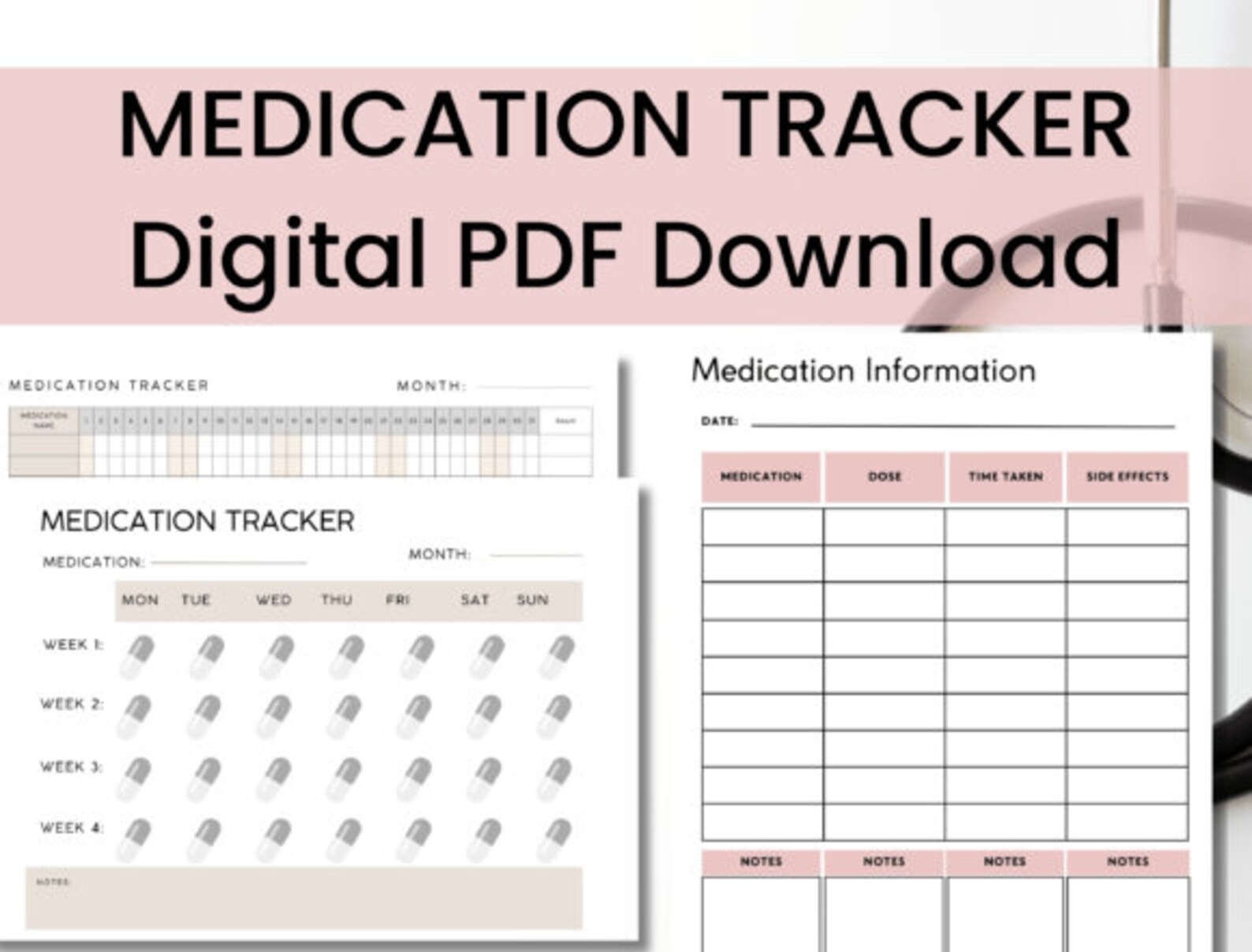 Medication Tracker Printable Daily Medication Log, Medication List ...