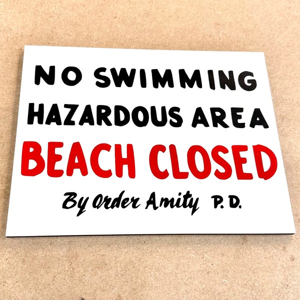 Beach Closed Jaws Sign - Etsy