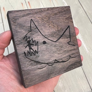 JAWS Quint Chalkboard Rustic Oak Coaster Chief Brody Hooper Quint Mayor ...