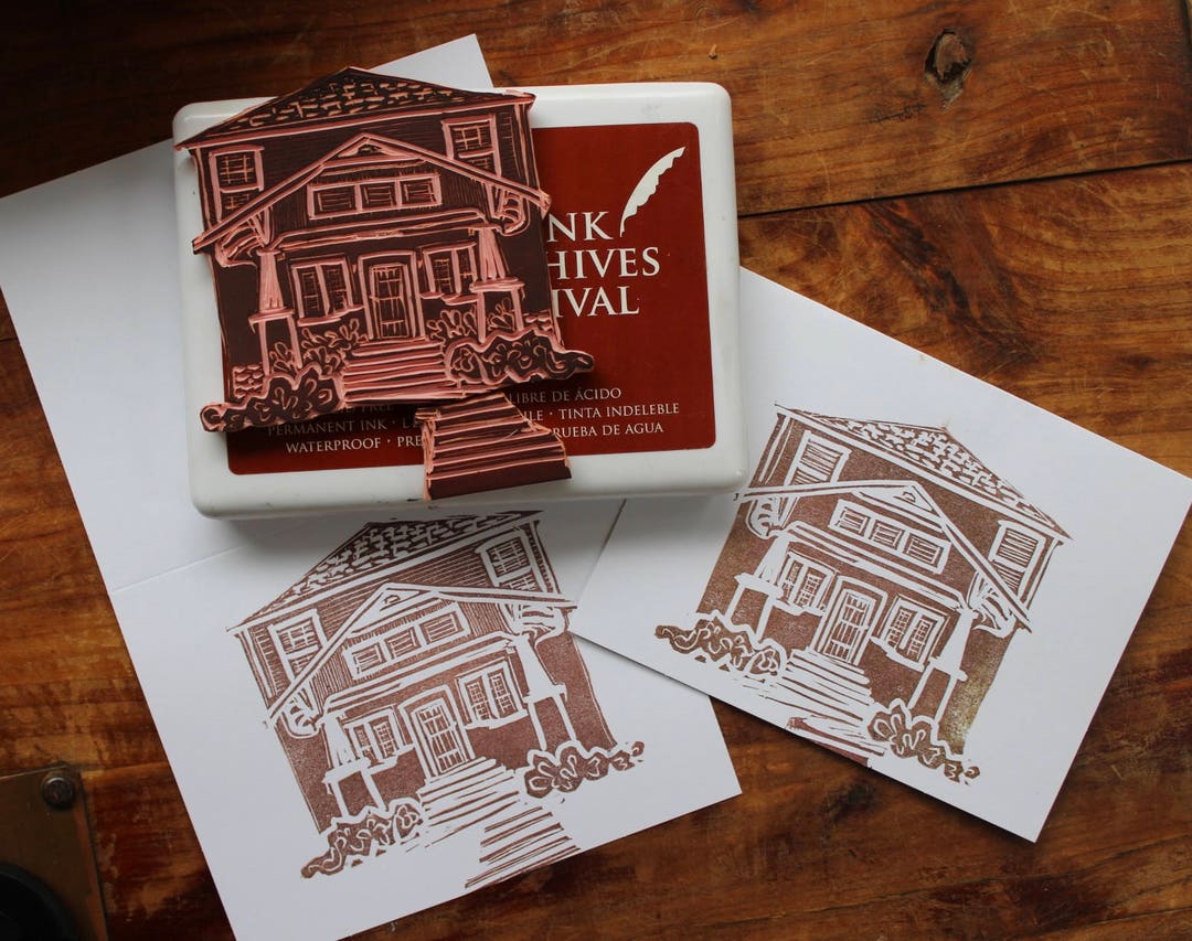 Custom Home Portrait Rubber Stamp - Etsy