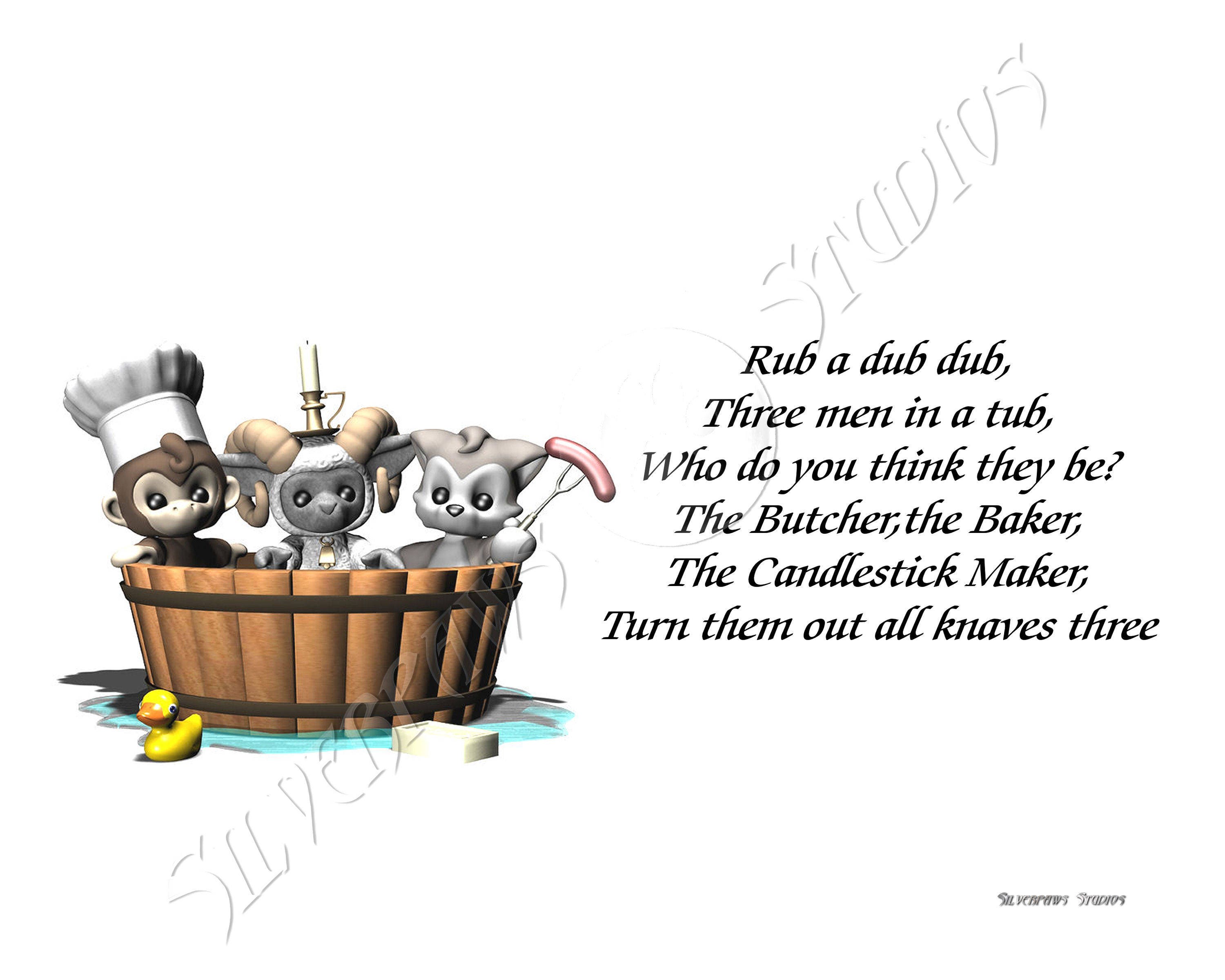 Nursery Rhyme - Rub A Dub Dub - Etsy