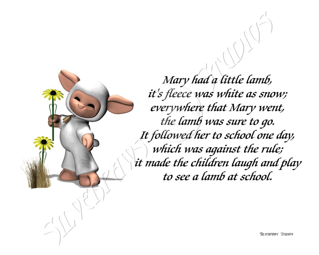 Nursery Rhyme - Mary Had A Little Lamb - Etsy
