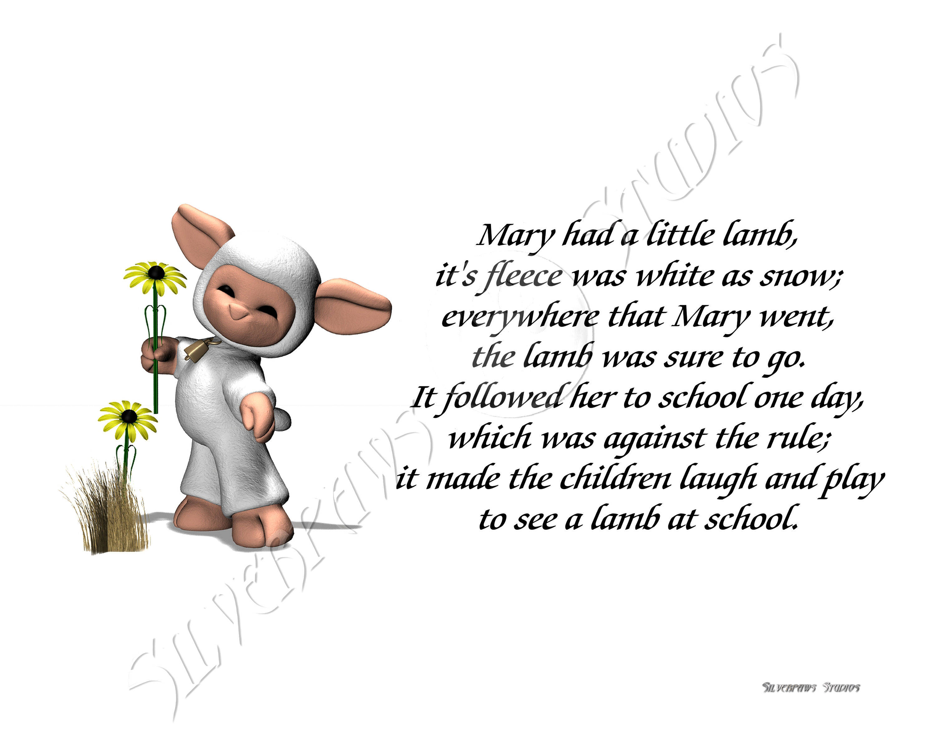 Nursery Rhyme - Mary Had A Little Lamb - Etsy