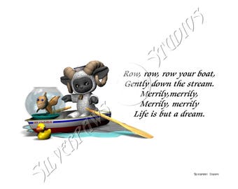 Kids Nursery Rhyme Poster - Row Row Row Your Boat - Etsy