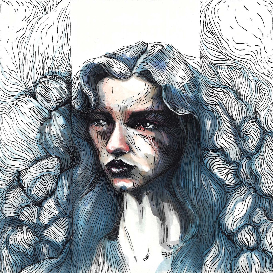 3 Mini Drawings "storm Inside", "mad Eyes", "drowning" Original - Etsy