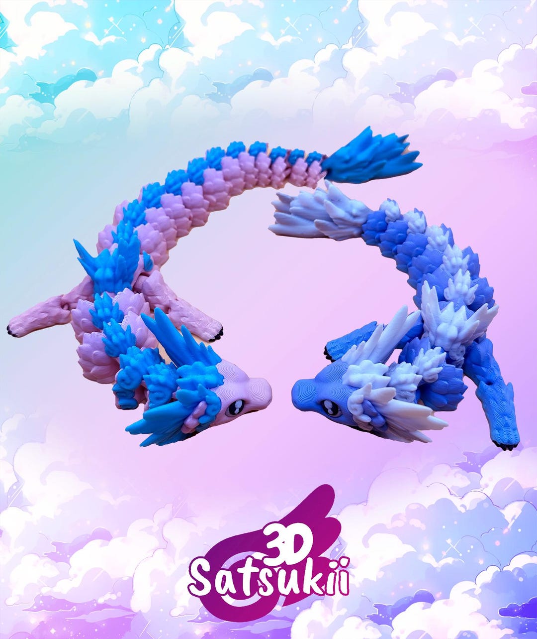 3D Printed Articulated Dragon | Coatl Cutie Fidget Toy | Crystal ...
