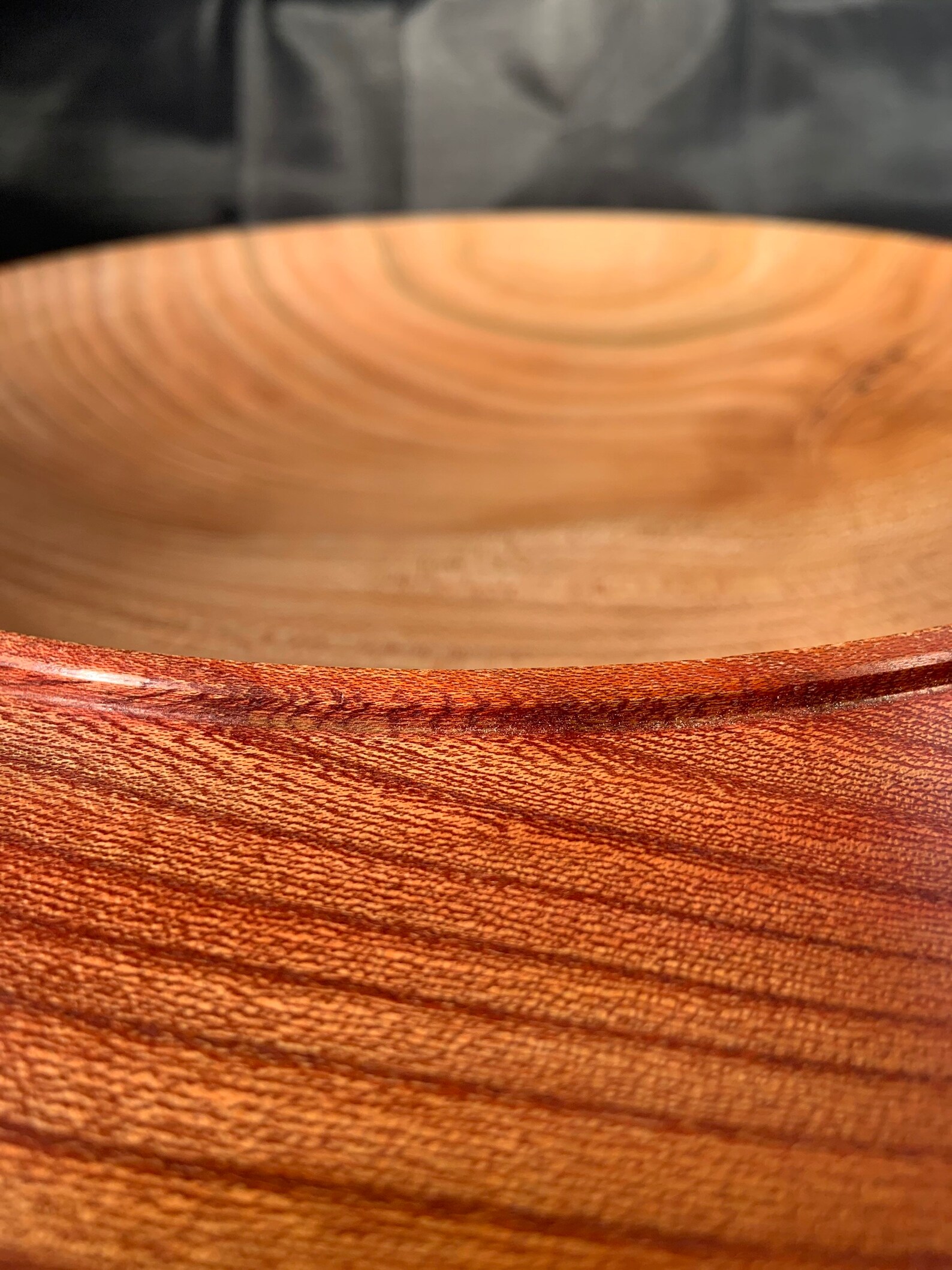 Turned Ash Bowl With a Red Stained Rim - Etsy UK