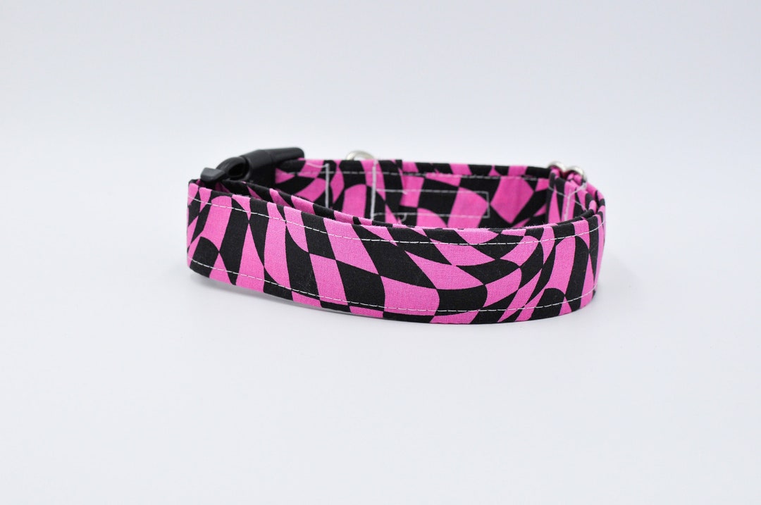 Pink Groovy Checkers Y2k Dog Collar/leash, Racing Girl Collar/leash ...