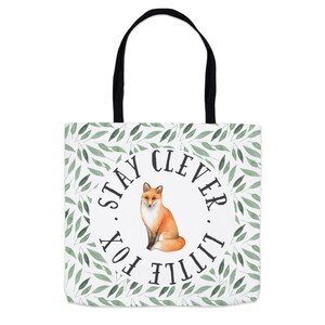 Fox Tote Bag, Stay Clever Little Fox, Kids Tote Bag, Fox Book Bag, Fox ...