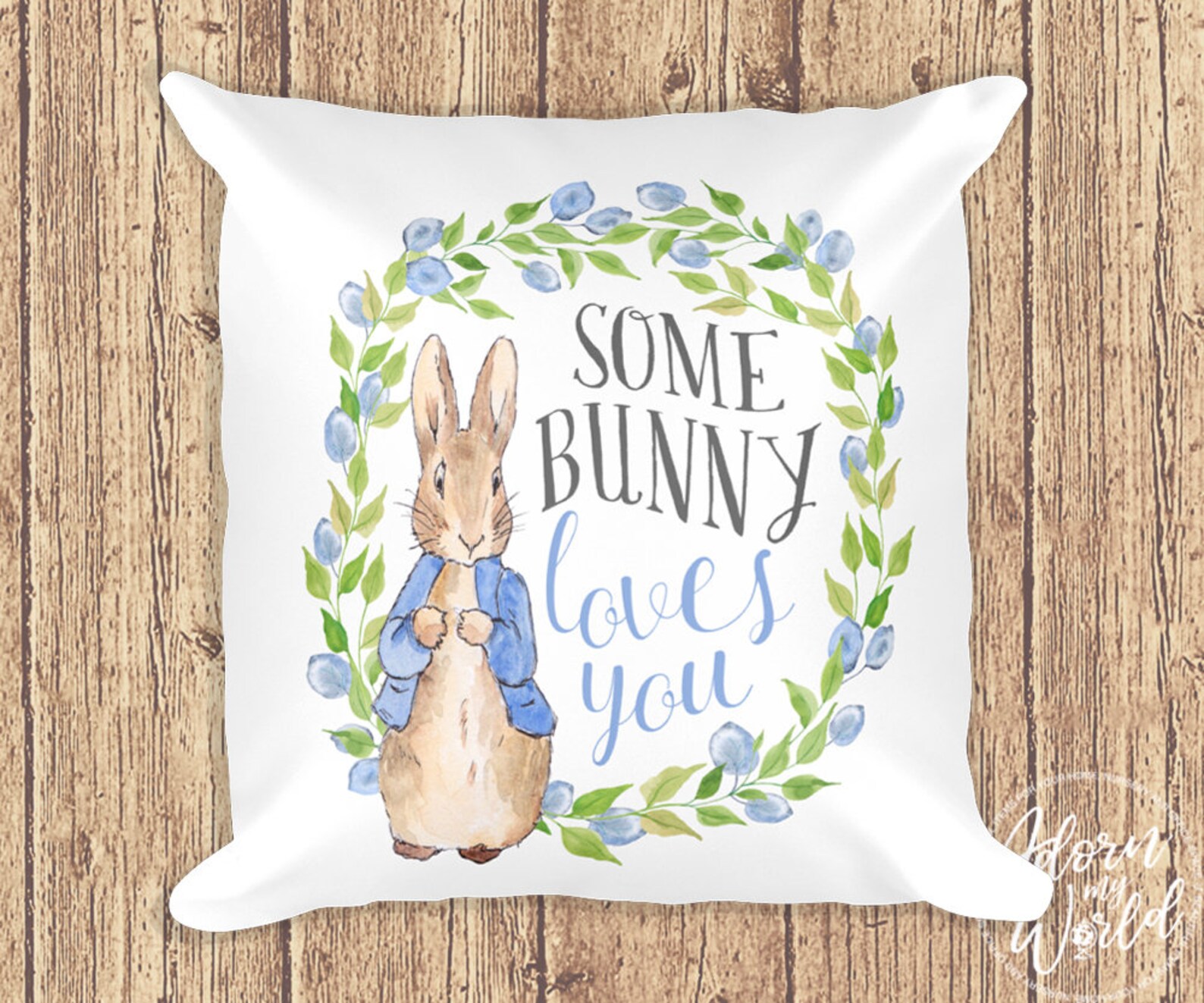 Some Bunny Loves You Square Pillow Peter Rabbit Pillow | Etsy