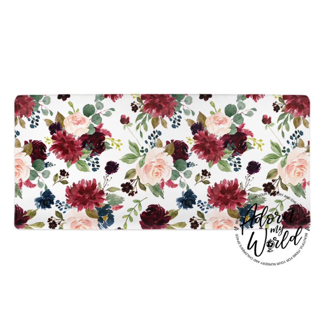 Floral Changing Pad Covers Burgundy and Pink Flowers Floral - Etsy