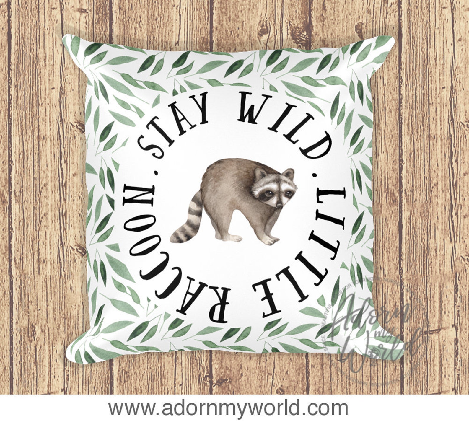 Raccoon Pillow Stay Wild Little Raccoon Nursery Throw | Etsy