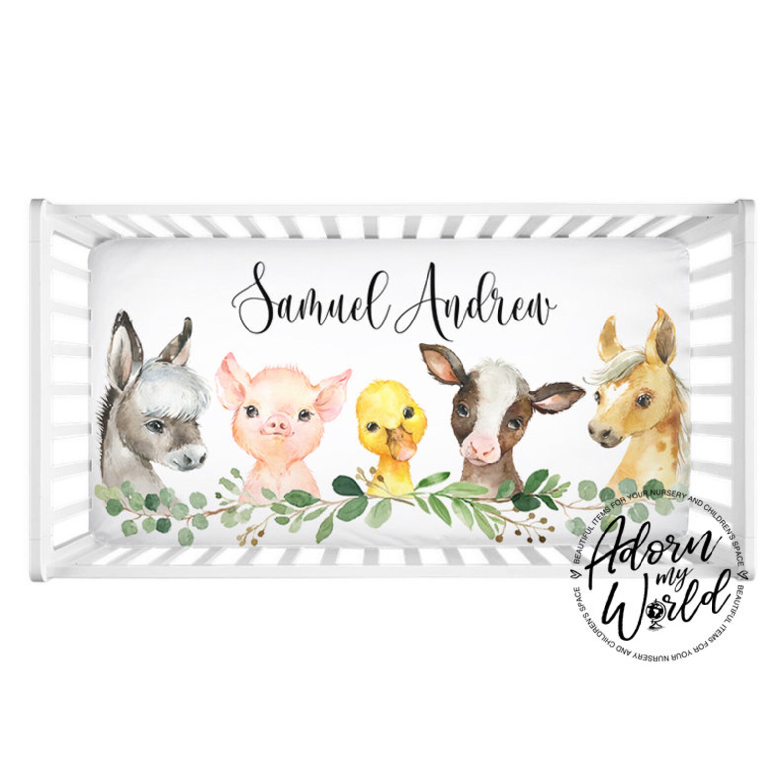 Farm Animals Crib Sheet Personalized Farm Nursery Bedding | Etsy