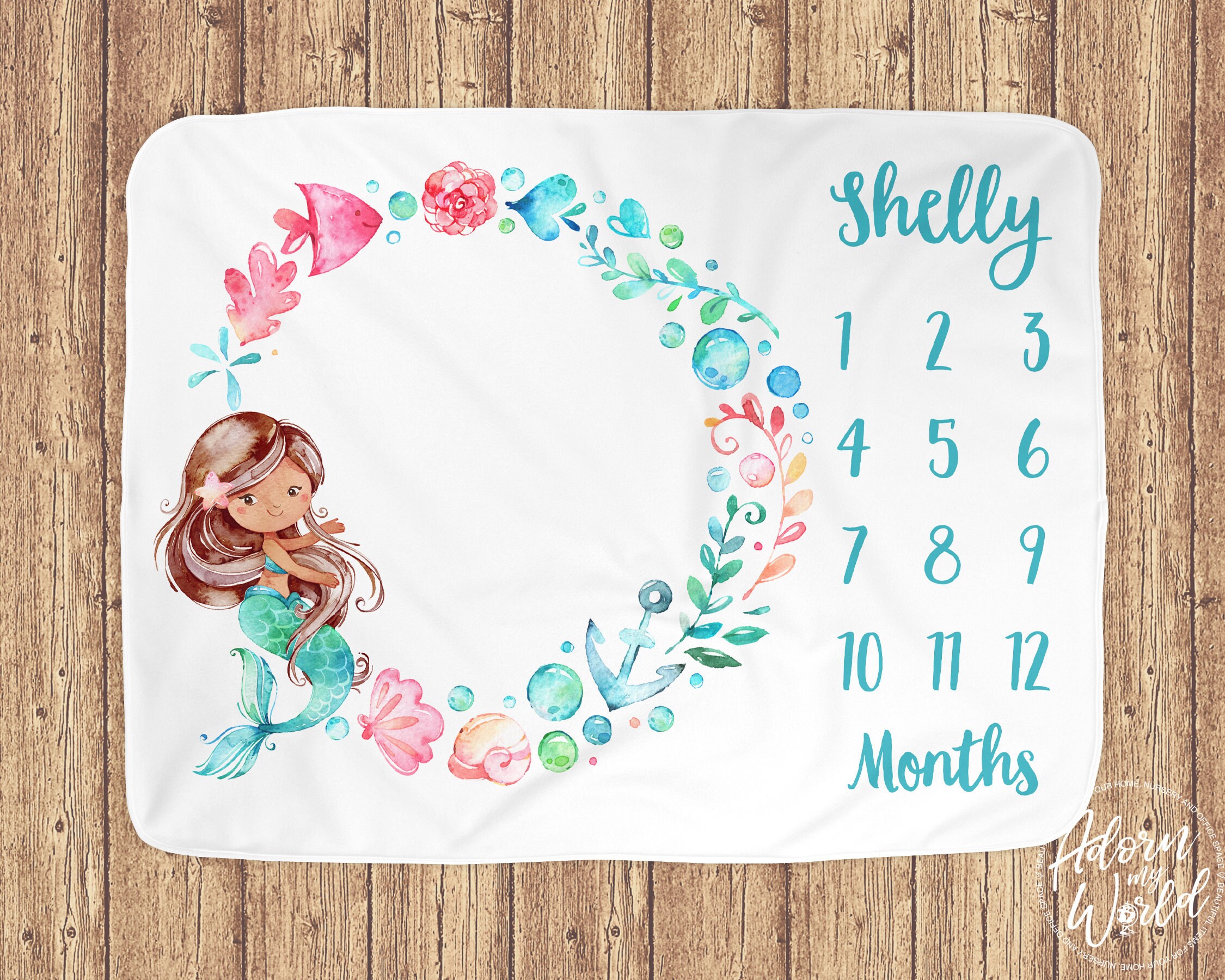Mermaid Milestone Blanket Mermaid Month Blanket Milestone - Etsy