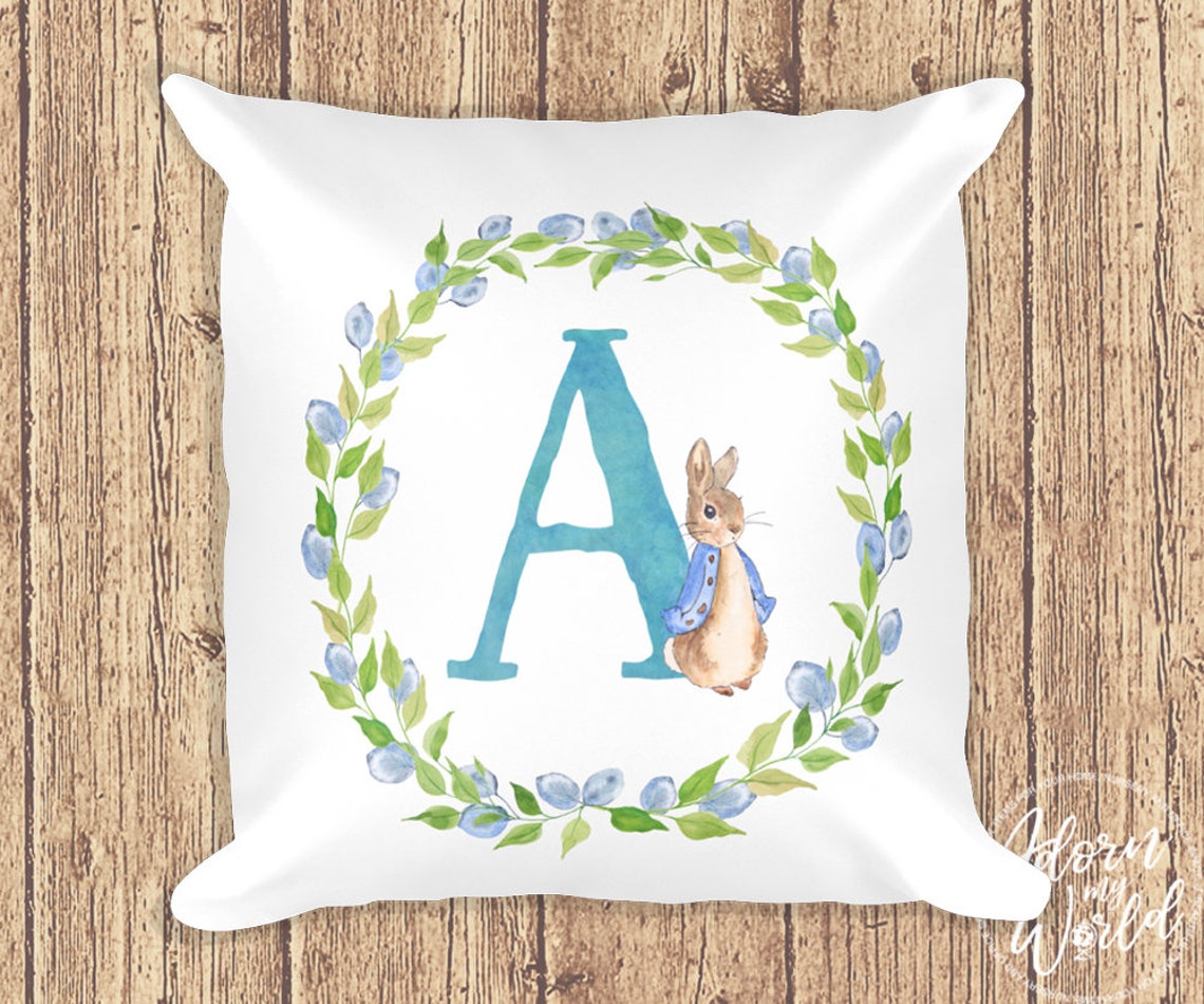 Peter Rabbit Pillow Initial Letter Pillow Peter Rabbit - Etsy