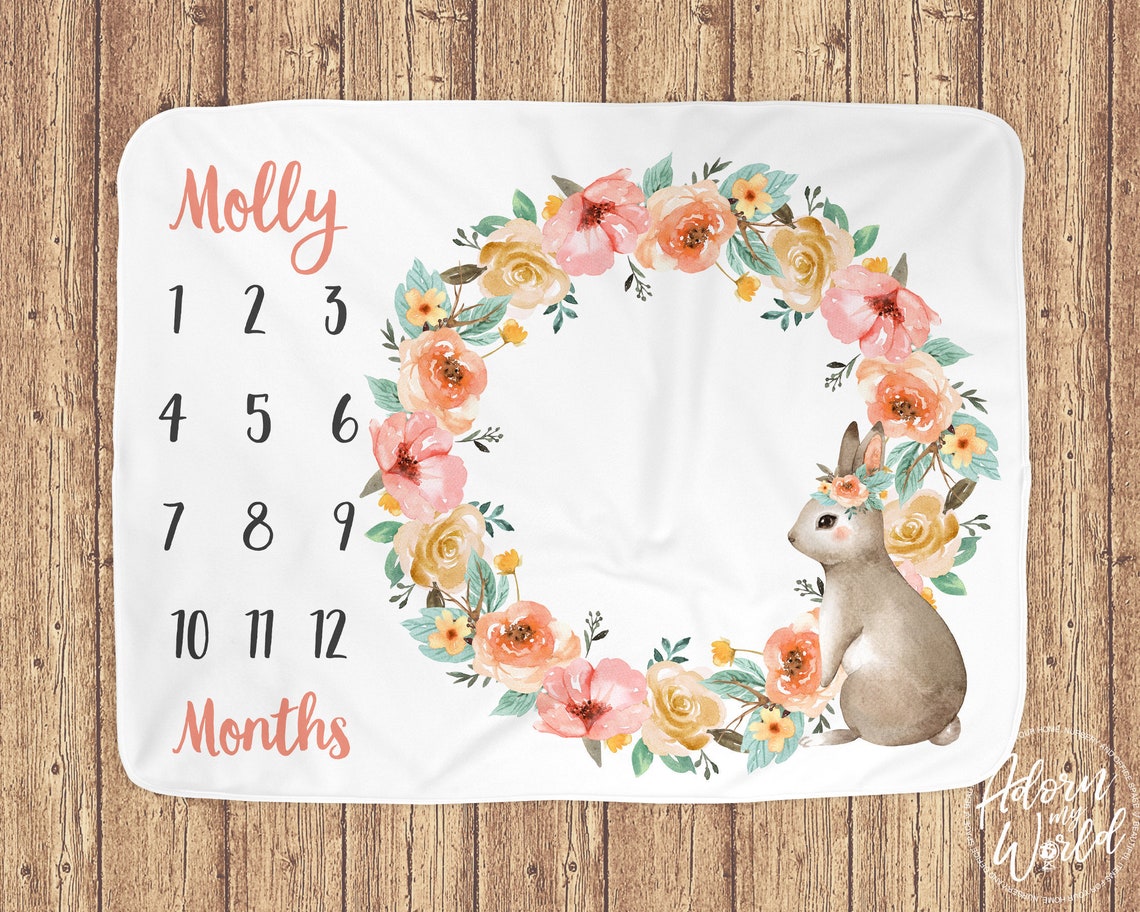 Bunny Milestone Blanket Bunny Month Blanket Milestone | Etsy