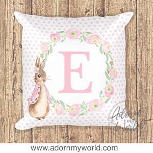 Baby Girl Gift, Peter Rabbit Pillow, Personalized Letter Pillow, Peter ...