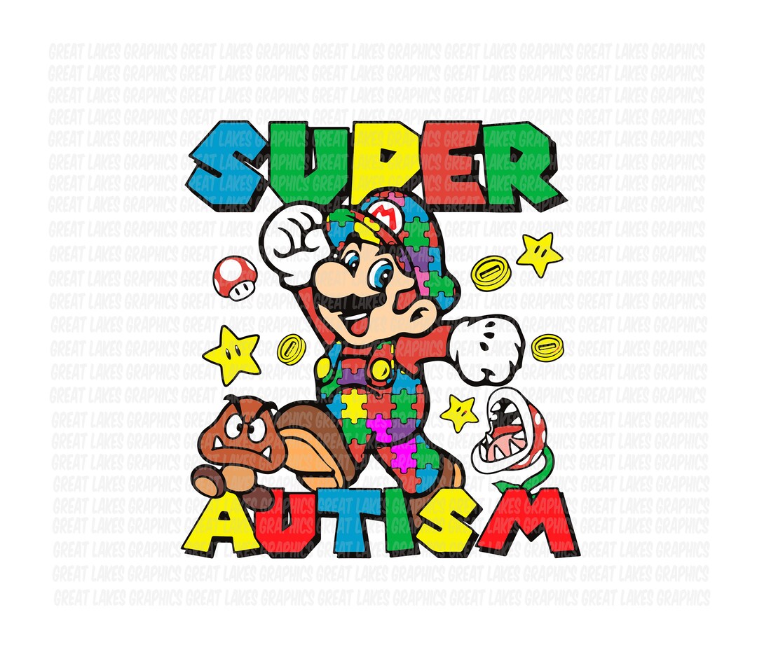 Mario Autism Awareness Digital File for T Shirt Printing and Cutting ...