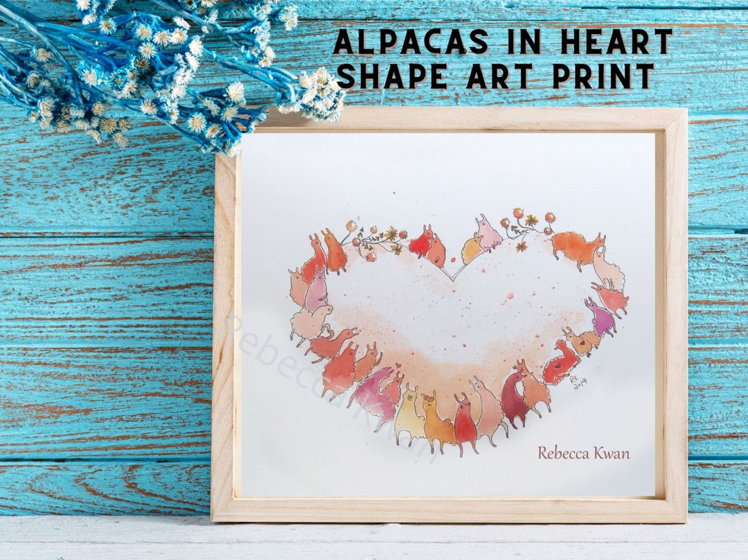 Adorable Alpacas in Heart Shape / Letter Size / Ready to Frame / Print ...