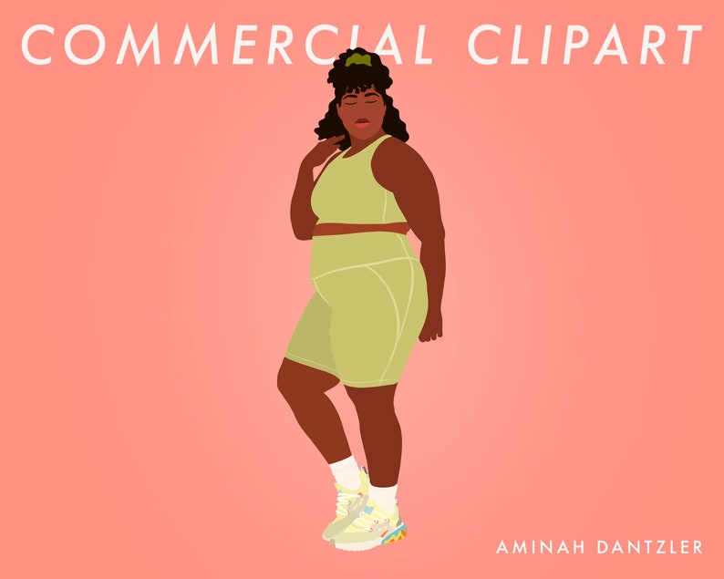 Workout Clipart Plus Size Clipart Woman Fashion Clipart - Etsy