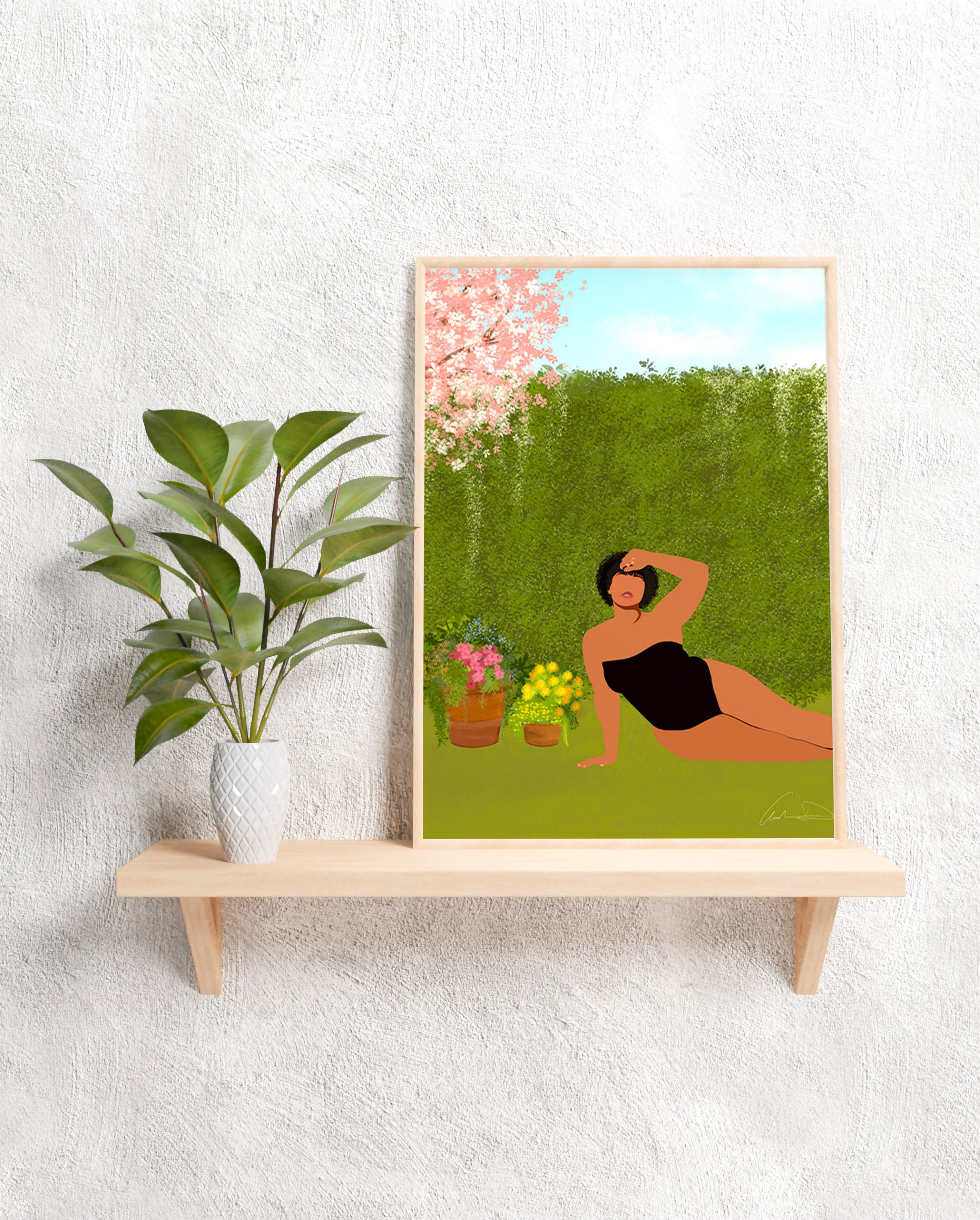 Printable Woman Flower Art Woman Digital Art Print | Etsy