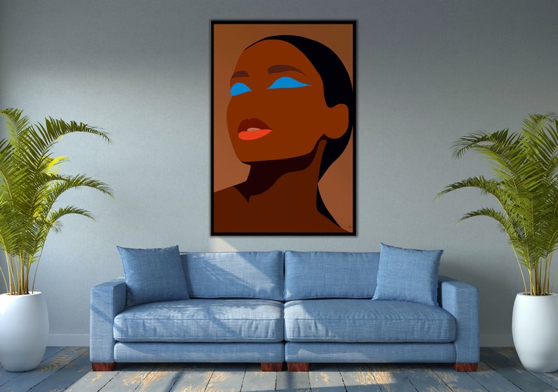 Blue Digital Art Print Printable Woman Art - Etsy