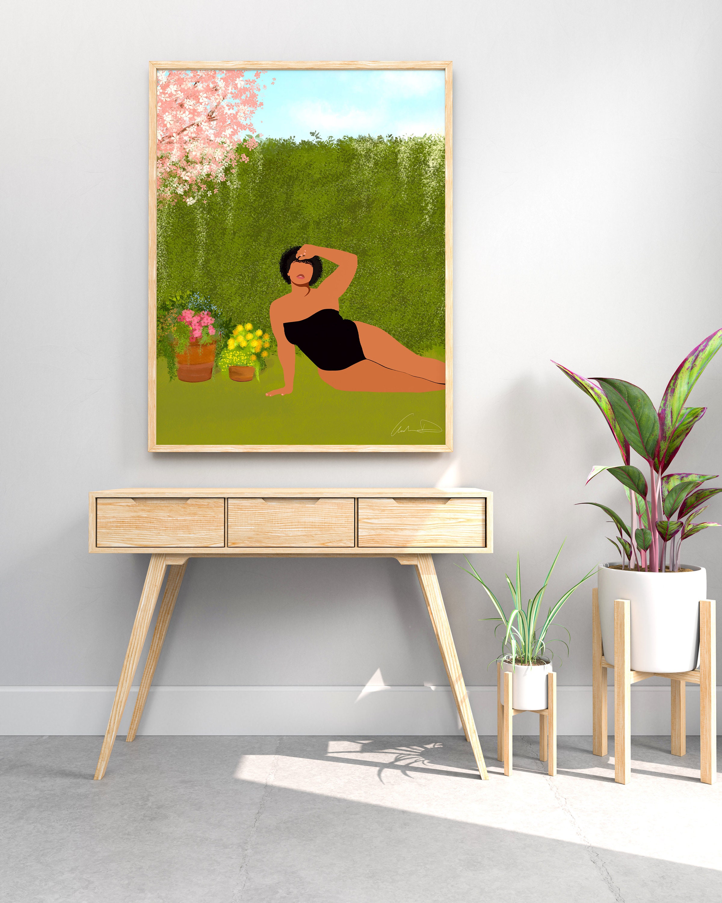 Printable Woman Flower Art Woman Digital Art Print | Etsy