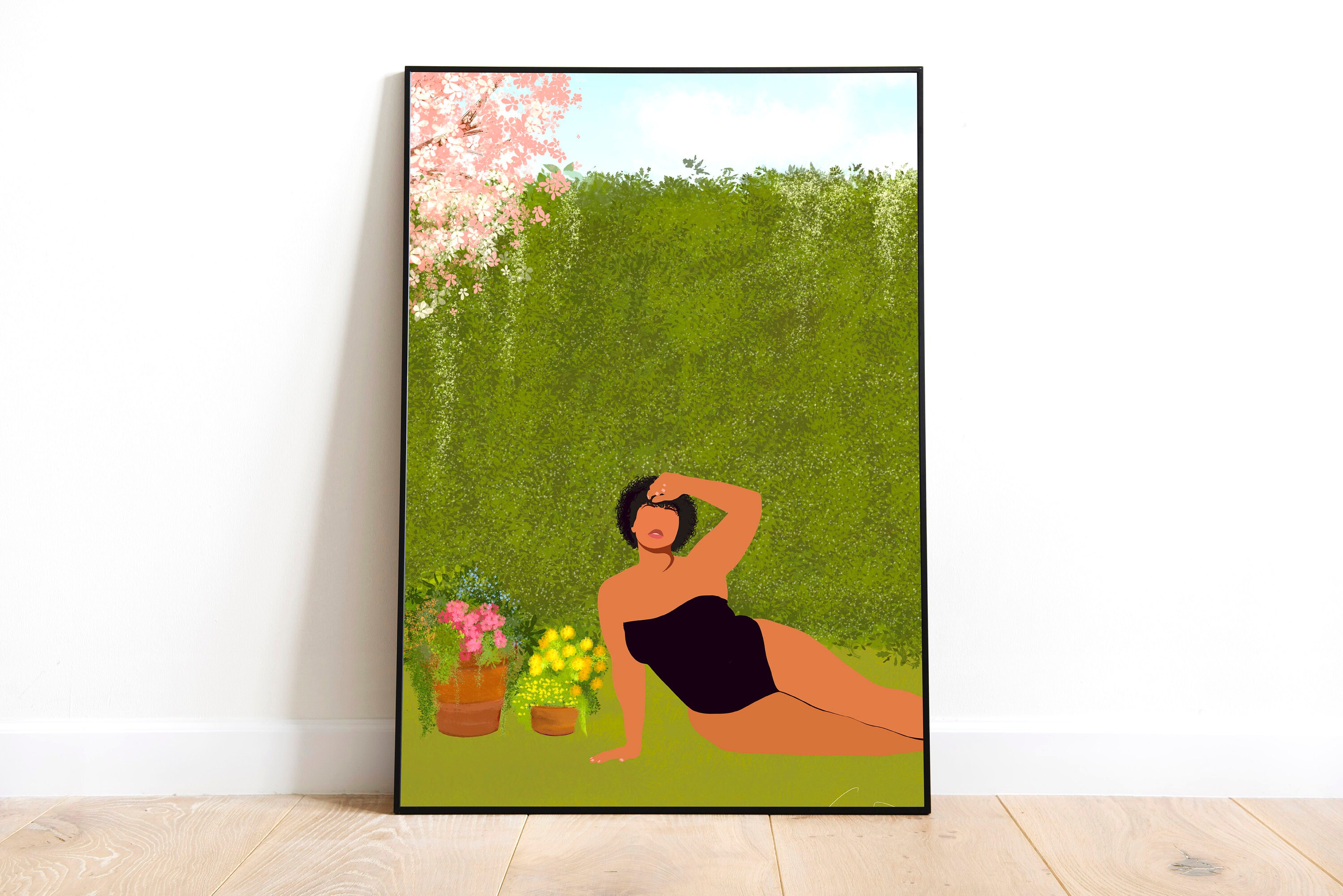 Printable Woman Flower Art Woman Digital Art Print | Etsy