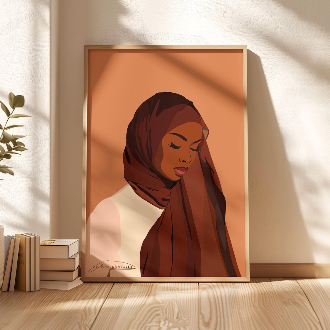 Modern Hijabi Art Wall Art | Physical Art Print | Minimalist Black ...