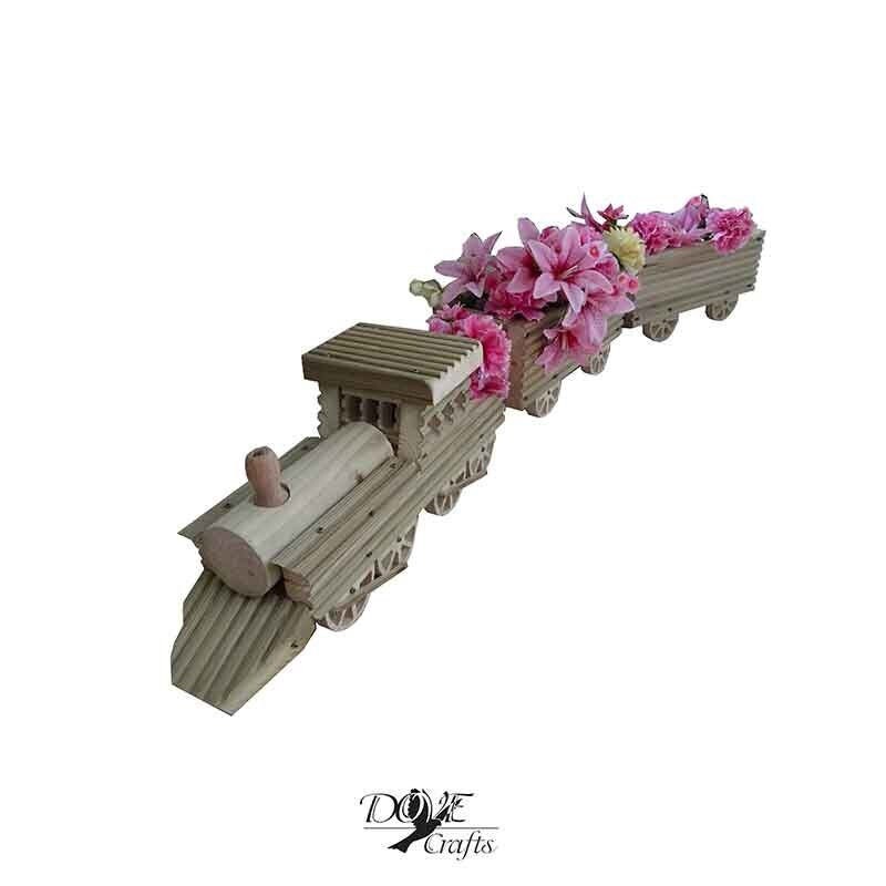 Train Planter Set, Hand Crafted, Carving, Wooden, 3 Days Dispatch