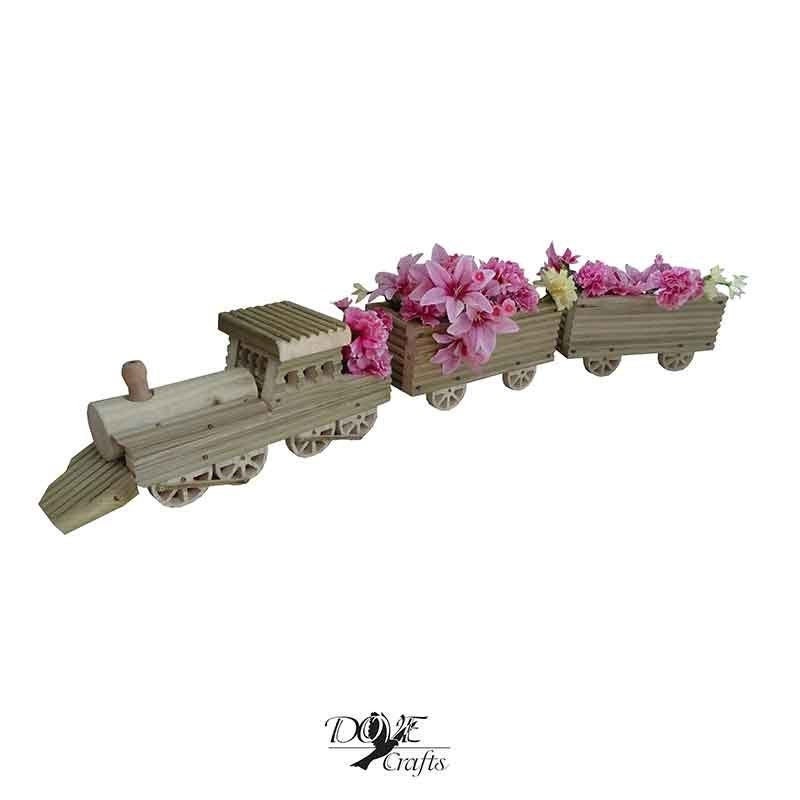 Train Planter Set, Hand Crafted, Carving, Wooden, 3 Days Dispatch