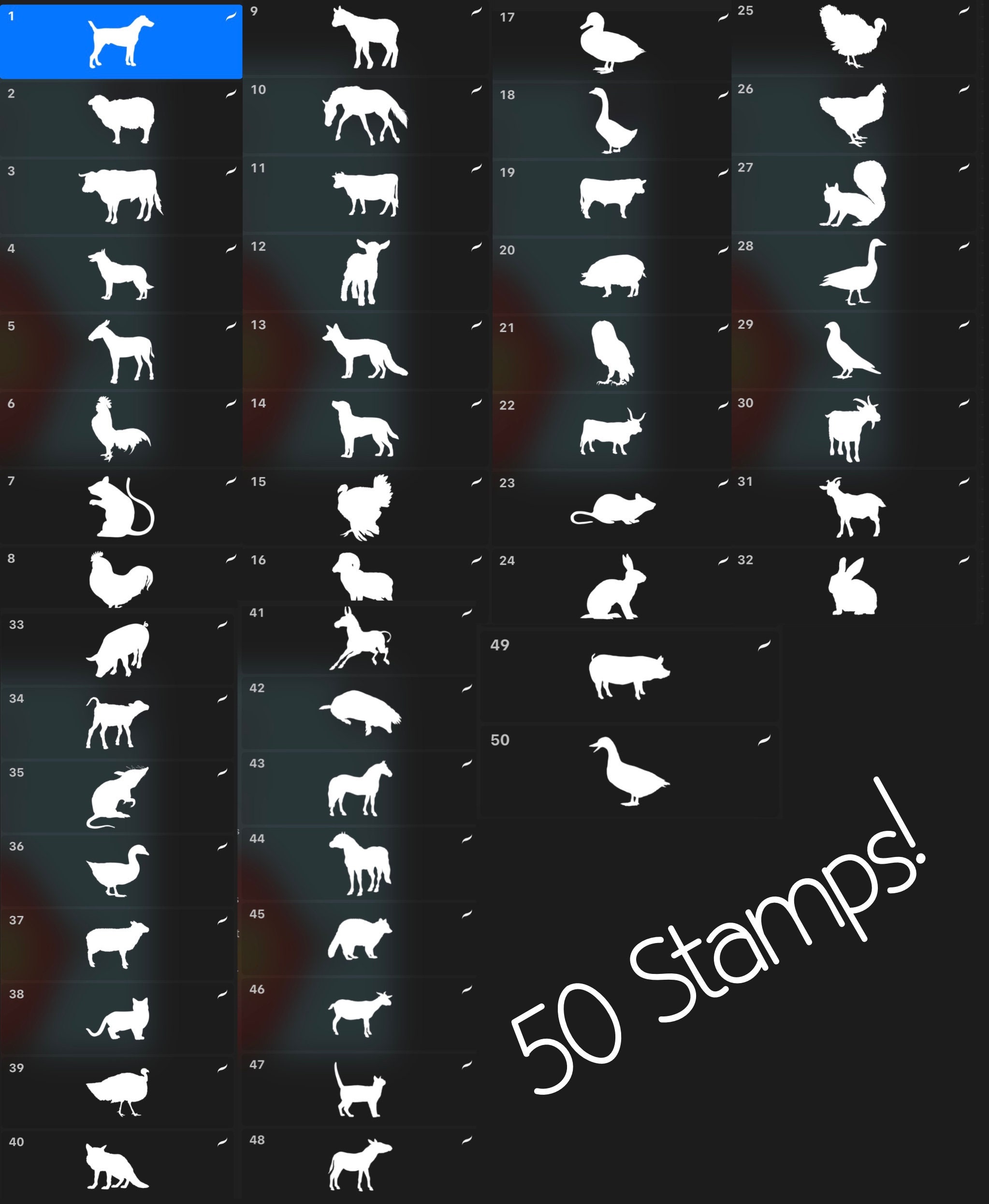 50 Farm Animal Stamps for Procreate - Etsy