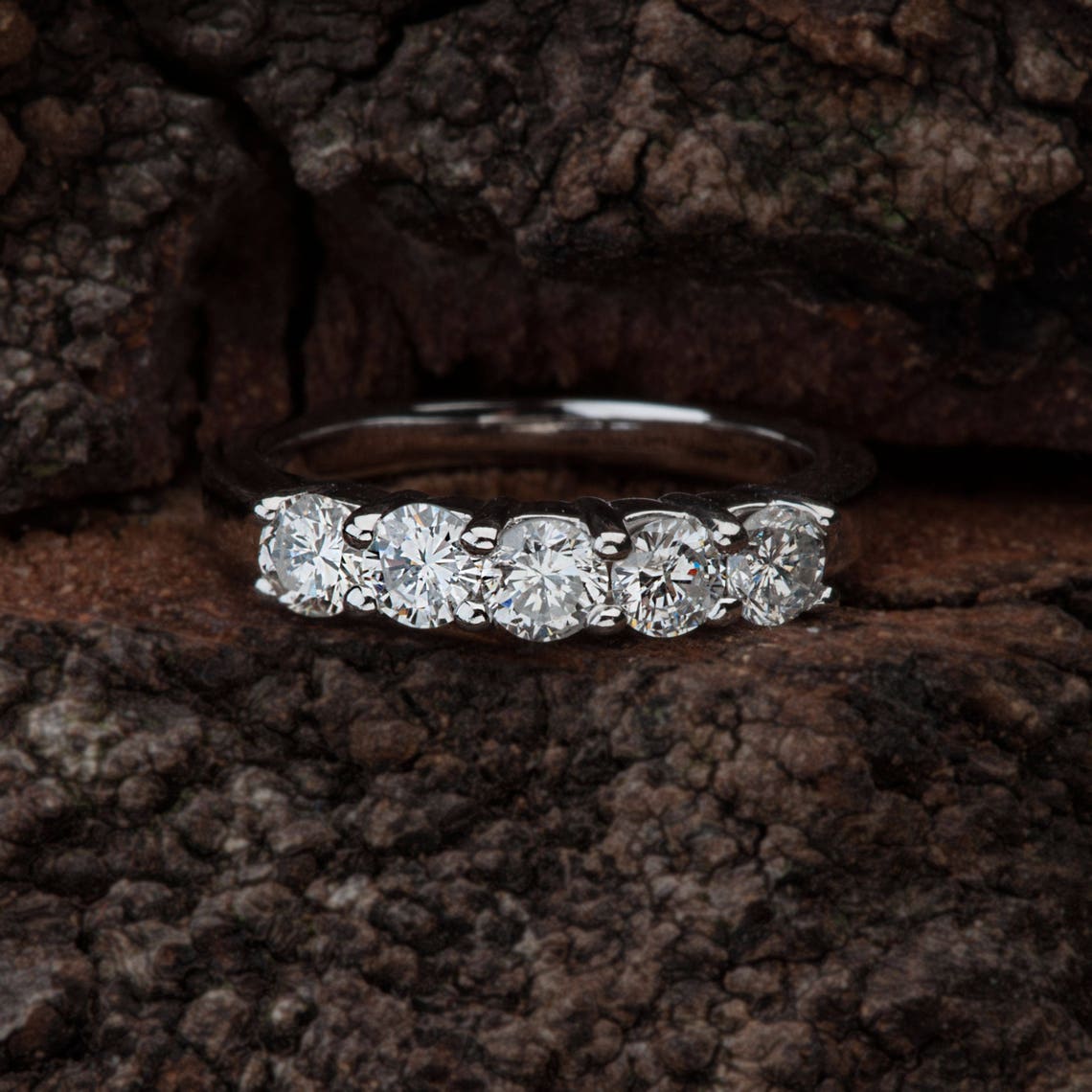 Five Stone Round Cut Diamond Ring 5 Stone Round Cut Diamond - Etsy