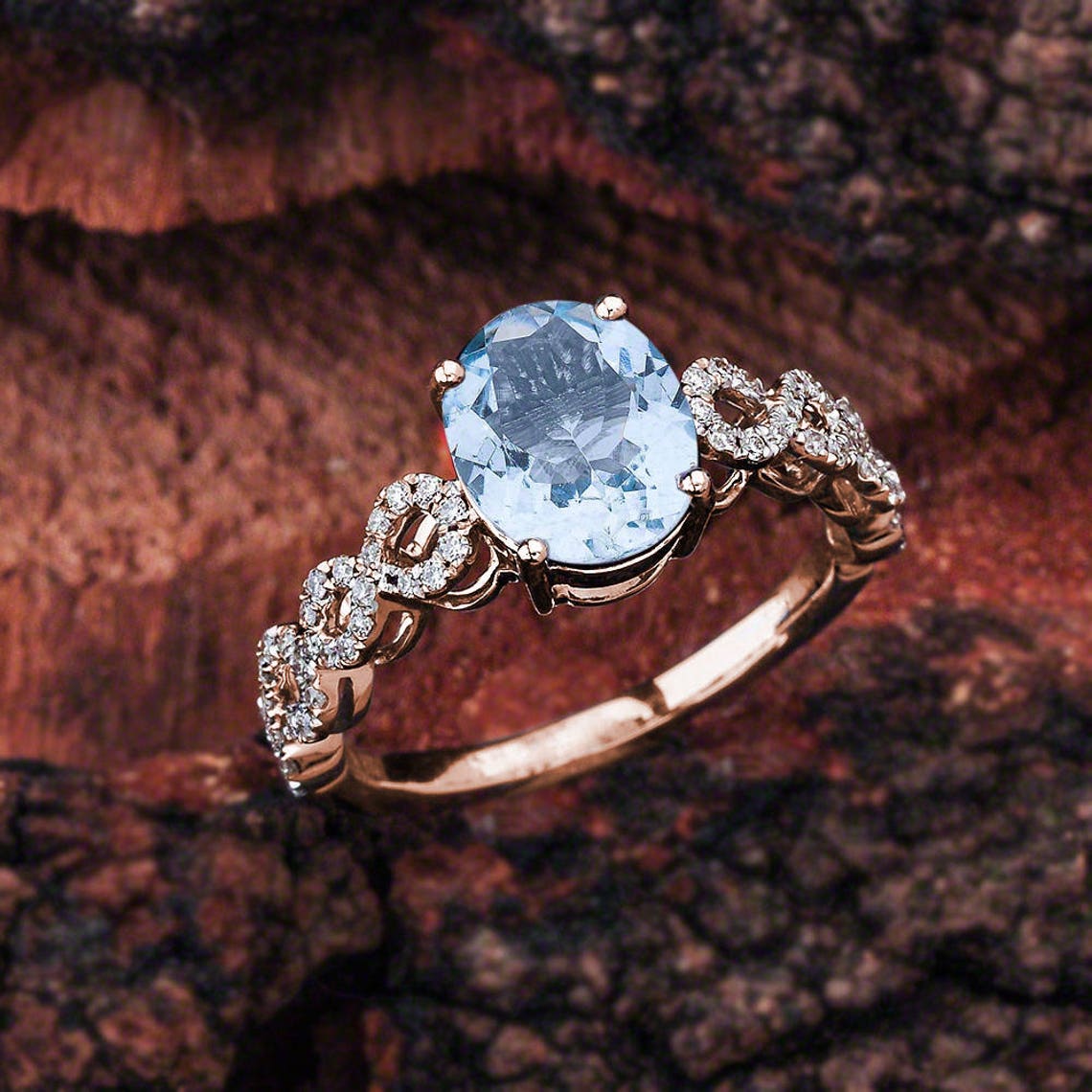 Aquamarine Engagement Ring Rose Gold Oval Aquamarine - Etsy