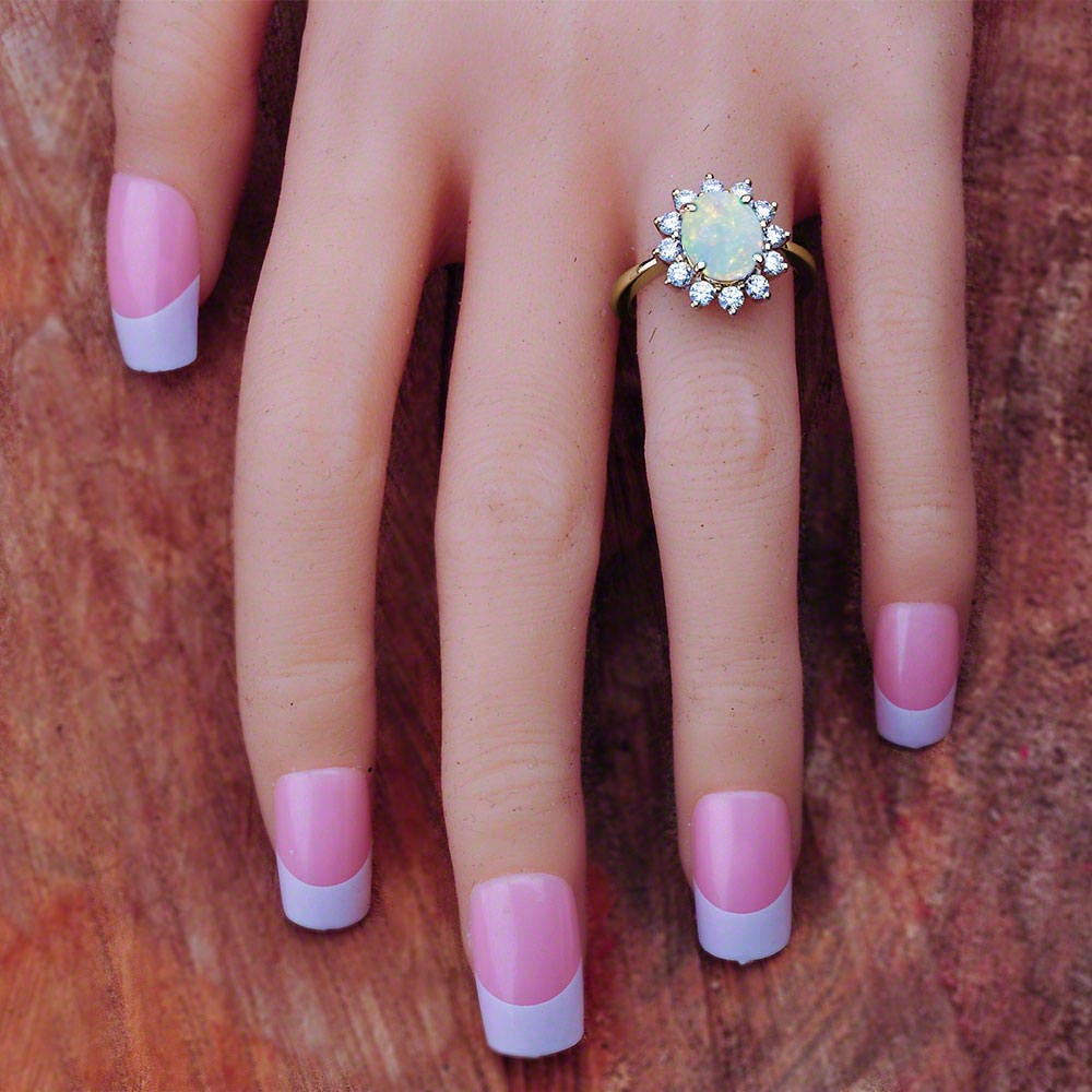 Opal Verlobungsring Prinzessin Diana inspiriertes Design Halo Verlobungsring Etsy