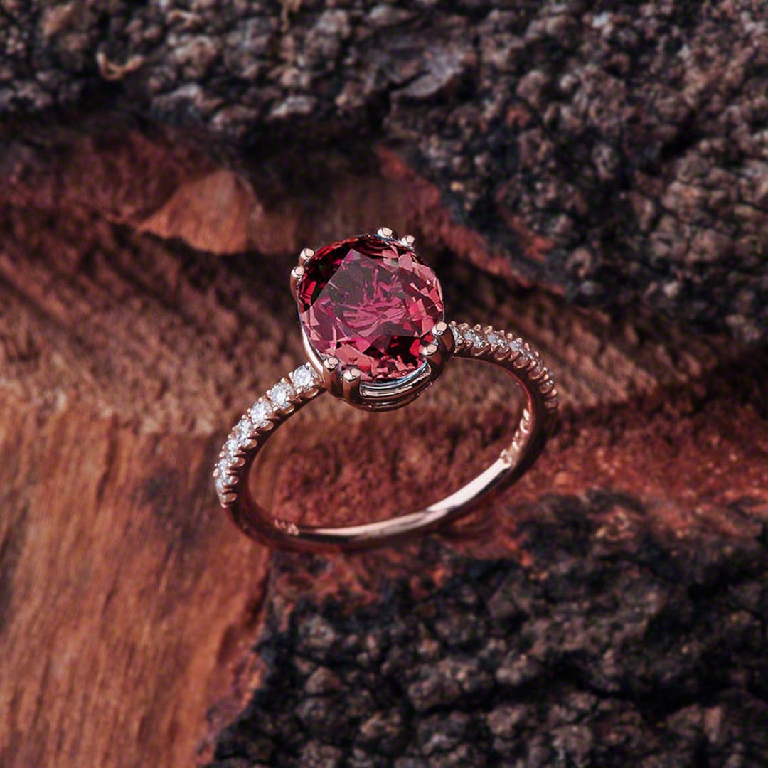 Garnet Engagement Ring Rose Gold, Oval Garnet Engagement Ring, Rose ...