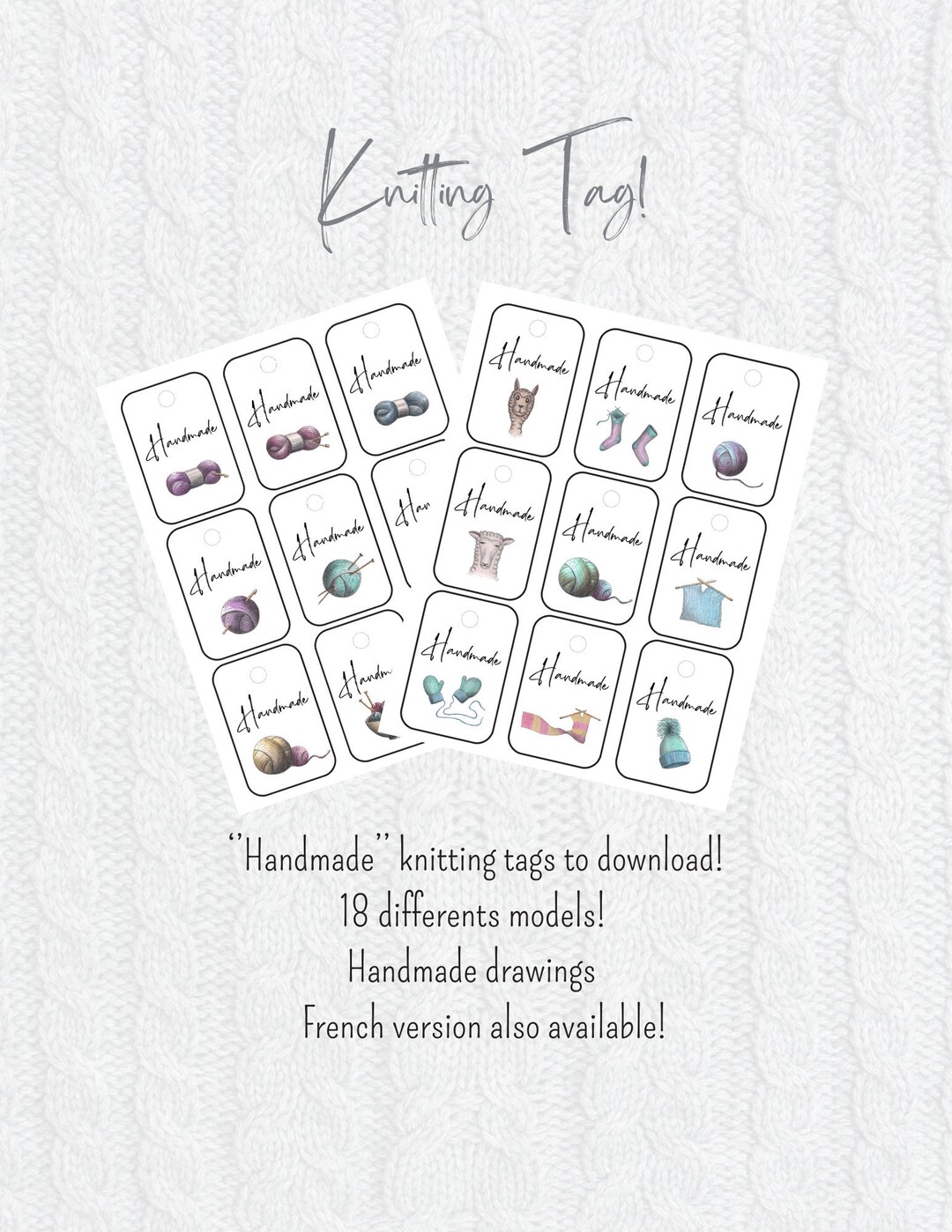 Knitting Tag / Knitting Labels / Handmade Labels / Gift Labels / Gift ...