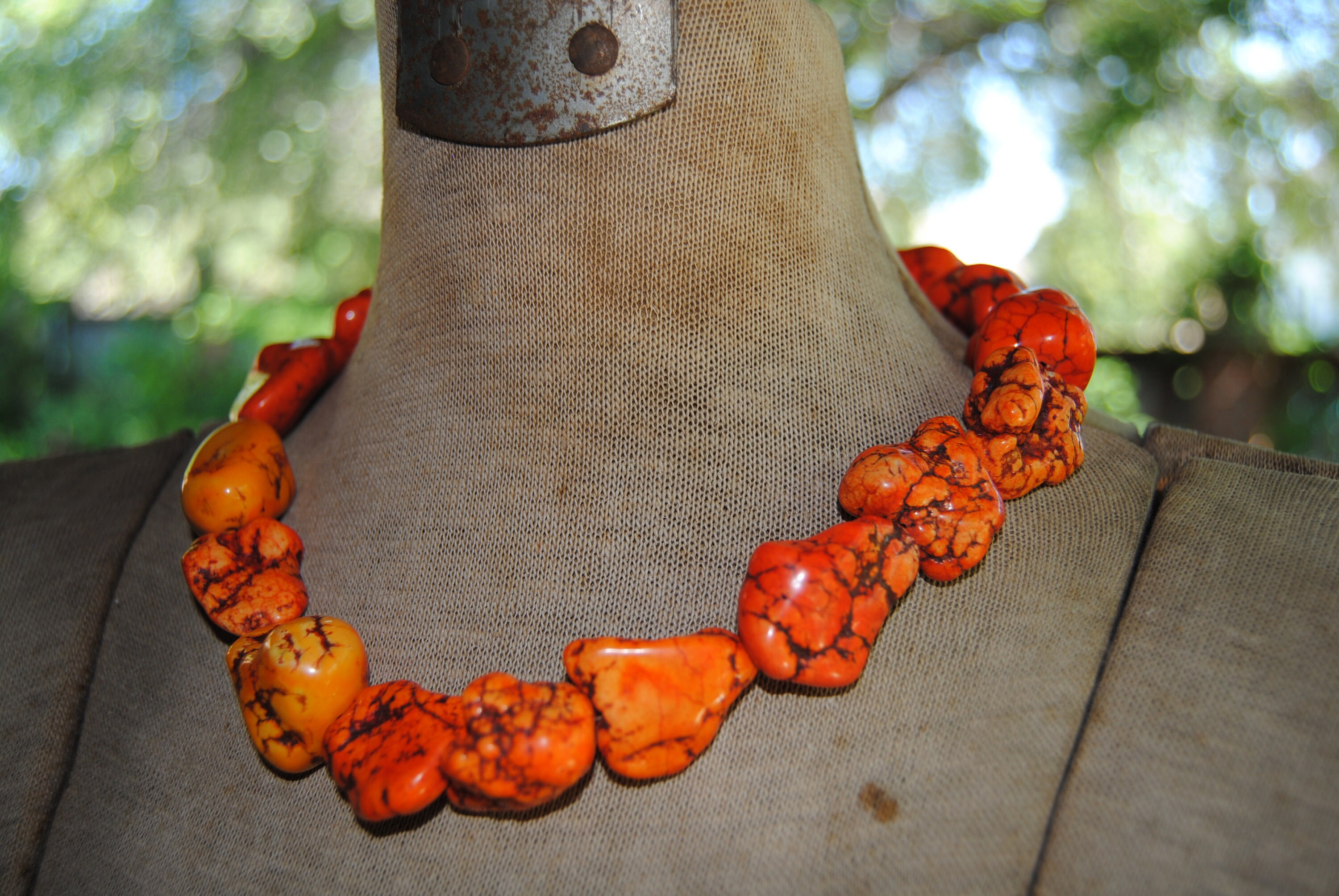 Orange necklace Chunky orange rock / stone necklace from the | Etsy