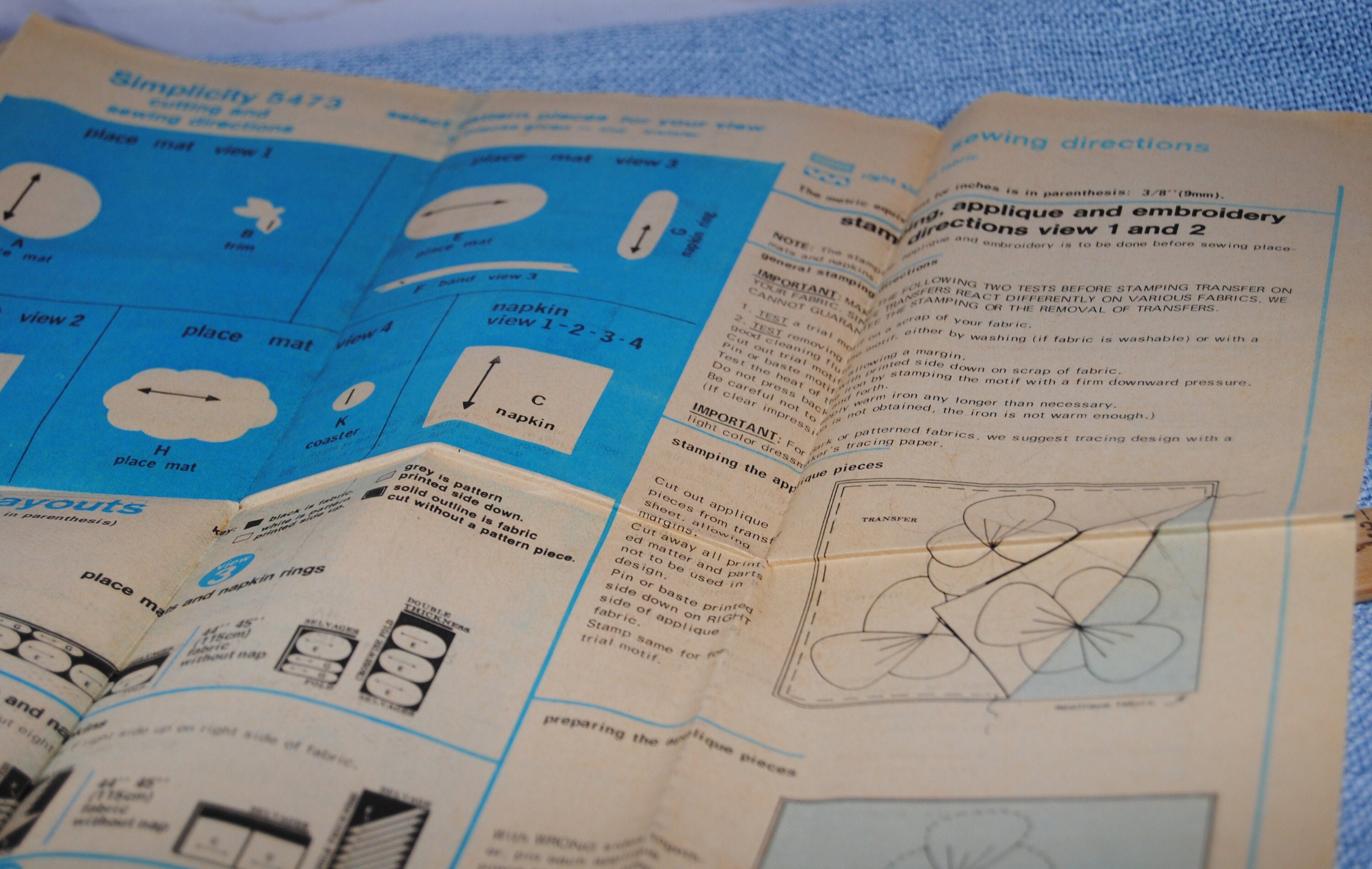 Two Vintage Simplicity Patterns for Placemats and Napkins - 1970s ...