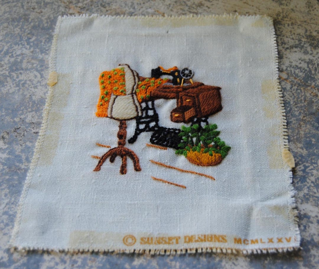 Vintage Crewel Embroidery - 1976 Sunset Designs Featuring Antique ...