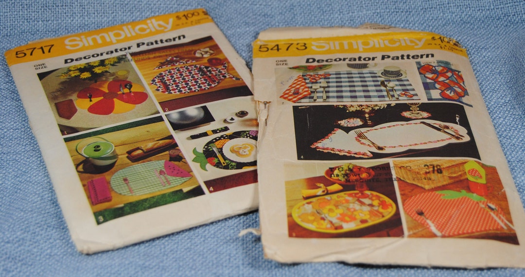 Two Vintage Simplicity Patterns for Placemats and Napkins - 1970s ...